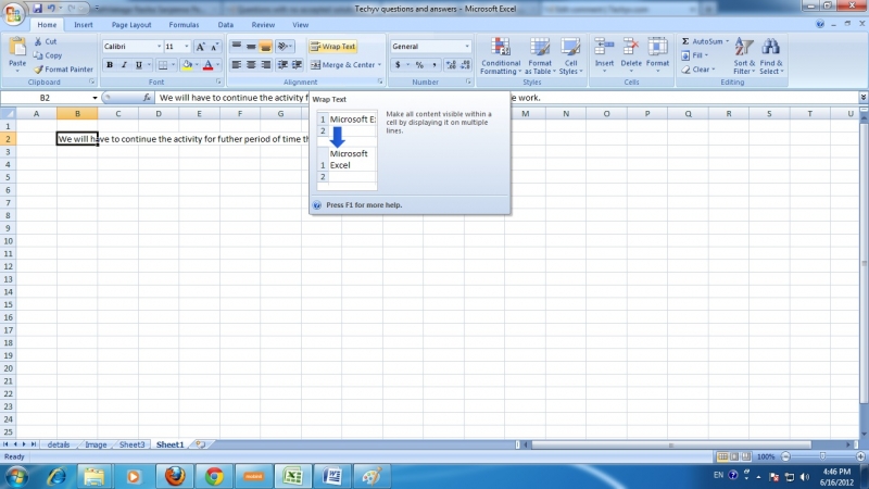 Cell formatting problem using MS EXCEL - Techyv.com